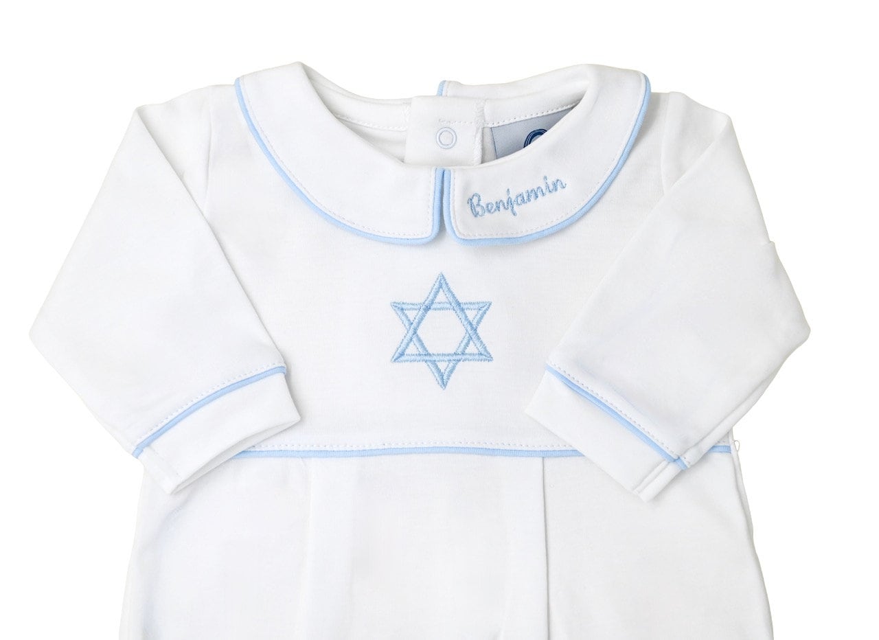 Star of David Outfit-luke White W Blue Trim-boy Brit Outfit-pima Cotton ...