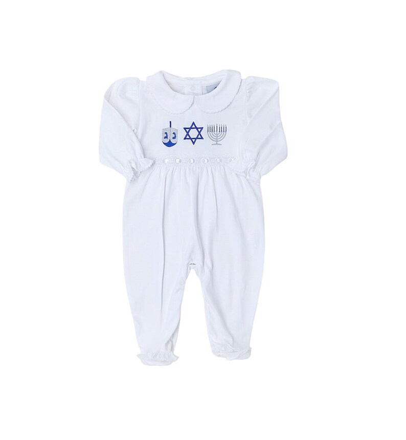 Hanukkah Baby Girl Outfit- Jewish Holiday-ashley Outfit-footed Romper ...