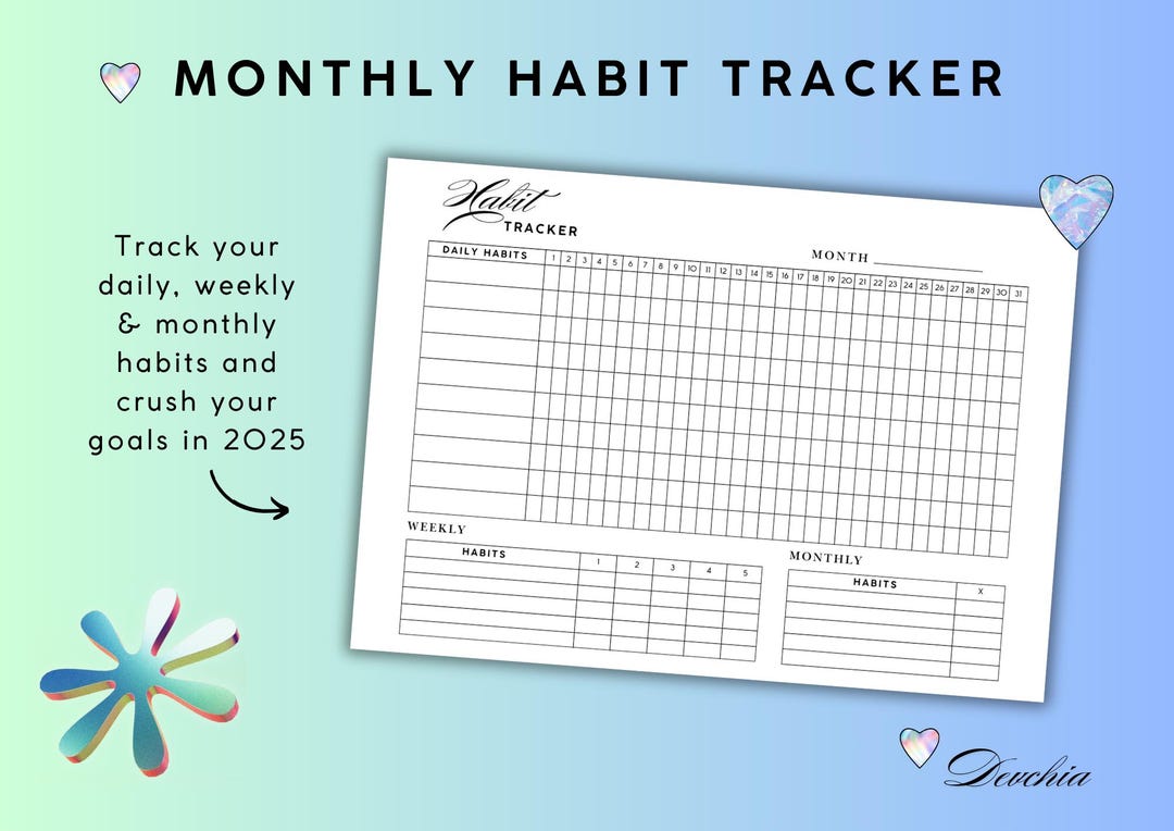 Minimalist Habit Tracker Template | Printable PDF | Monthly & Weekly ...