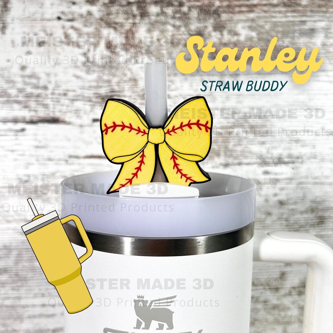 Softball Bow Stanley Straw Buddy, Stanley Accessories, Straw Topper ...