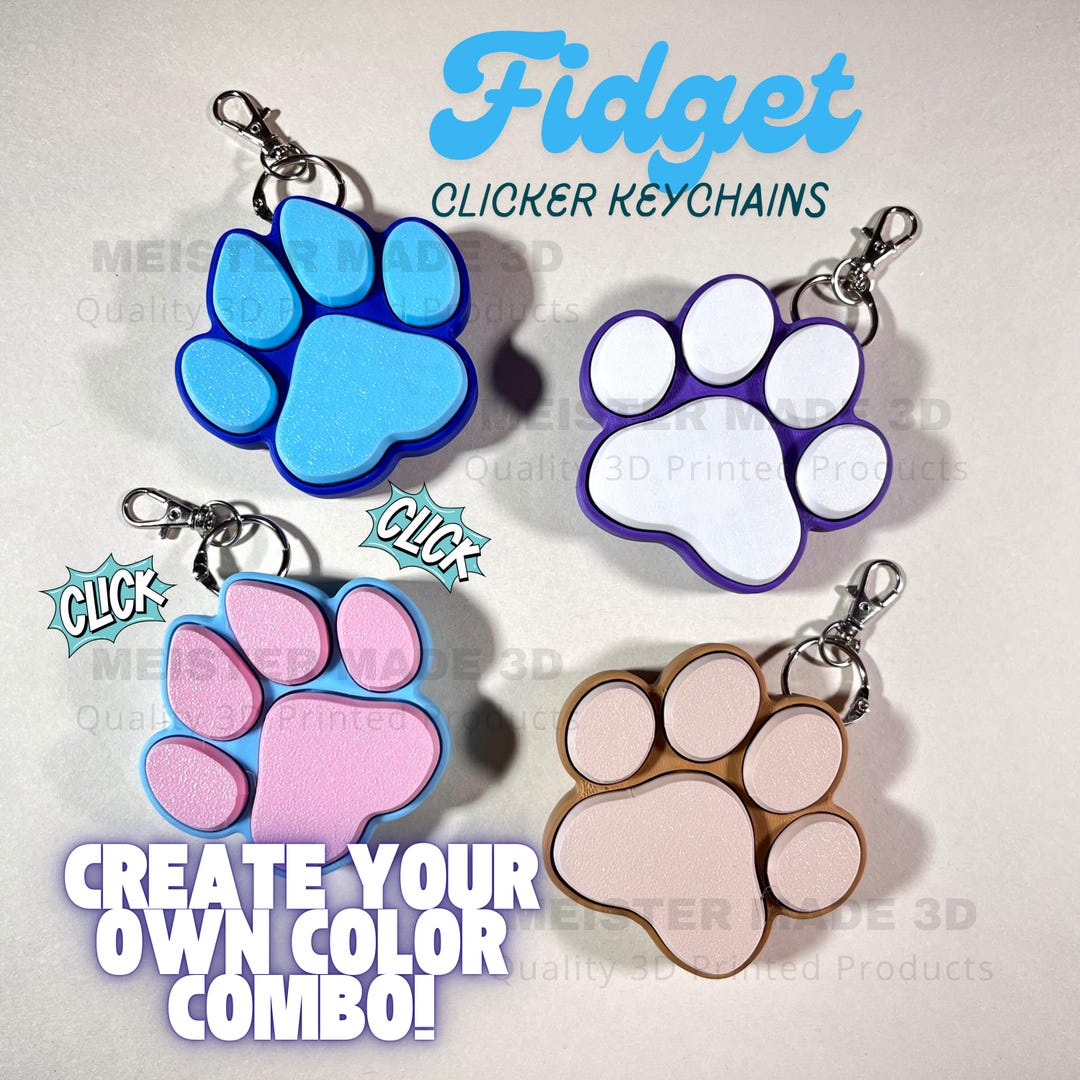 Dog & Cat Paw Fidget Clicker Keychain, Pet Lover Gifts, Desktop Toy ...