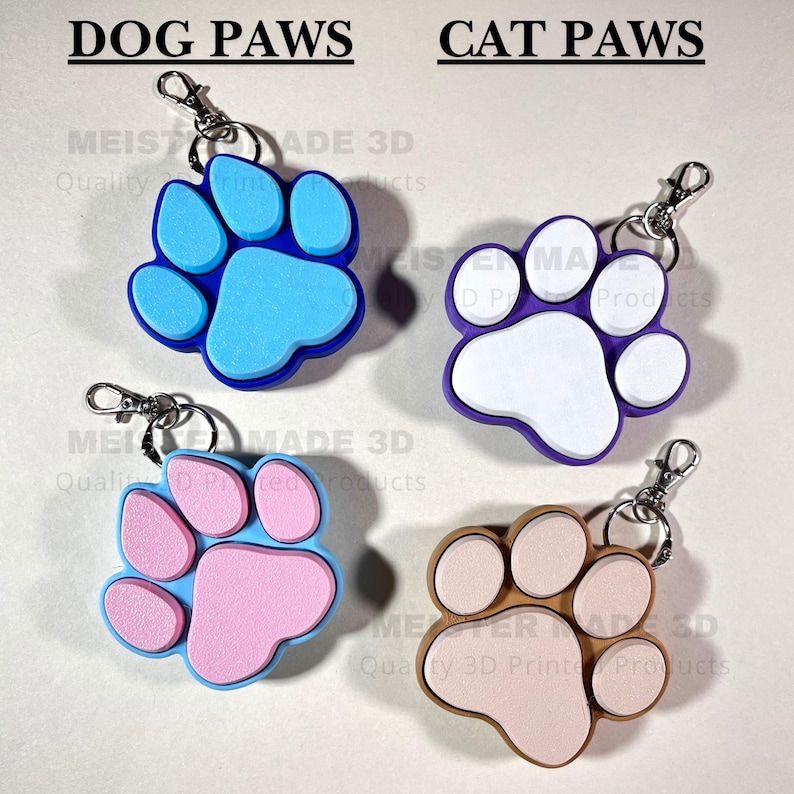 Dog & Cat Paw Fidget Clicker Keychain, Pet Lover Gifts, Desktop Toy ...