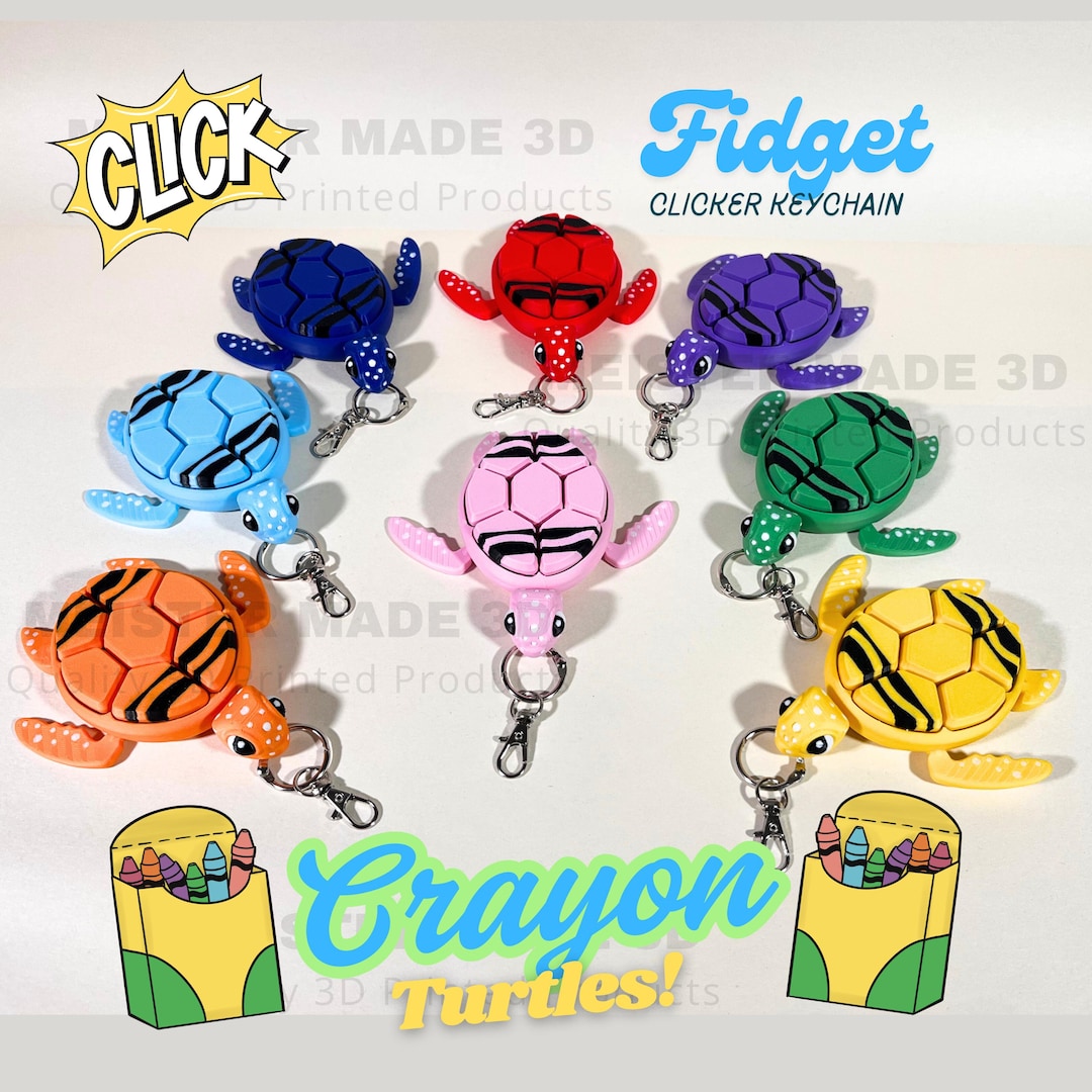 Turtle Fidget Clickers, Crayon Series, Desktop and Keychains, Sensory ...