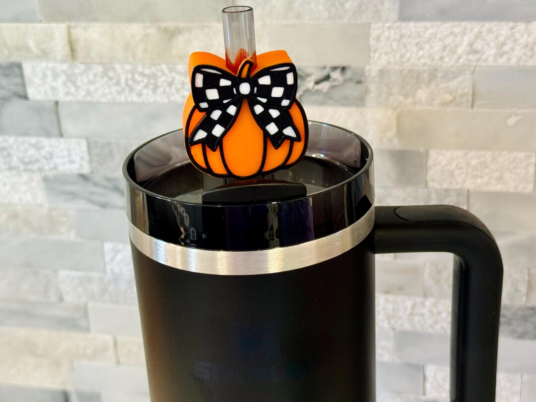Checkered Pumpkin Stanley Straw Topper, Fall Gift, Trending, Stanley ...