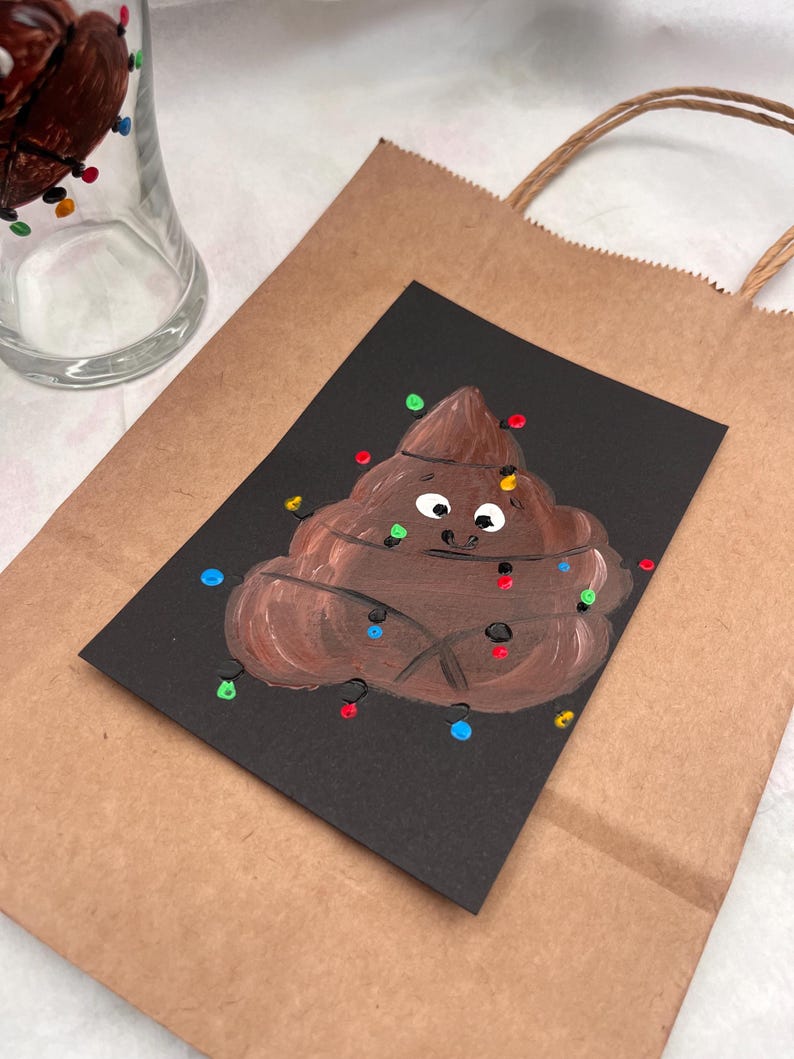 Hand Painted Emoji Poop Pint Glass and Gift Bag. Unique Gift, Gift for ...