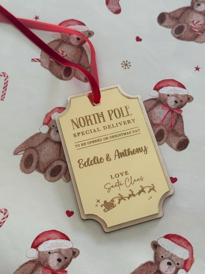 Christmas, Official North Pole Santa Gift Tag Ornament - Etsy