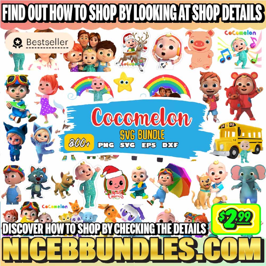 800 Files Cocomelon Bundle, Layered Cartoon Svg,png,pdf, Vector ...