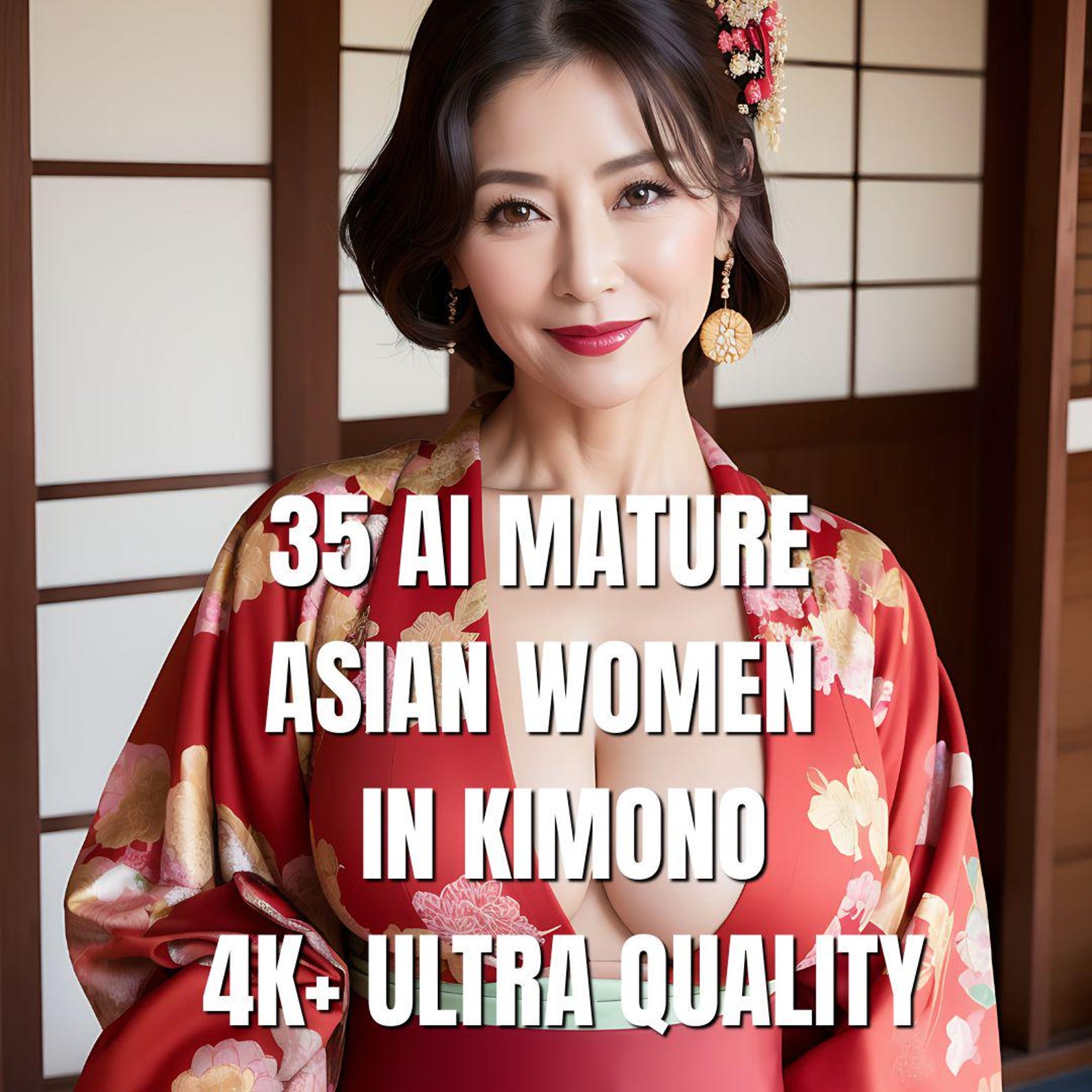 AI Asian Women in Kimono Art - 4K Digital Prints (instant Download) - Etsy
