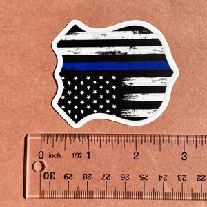 Thin Blue Line Police Badge - Matte Vinyl Sticker - Etsy
