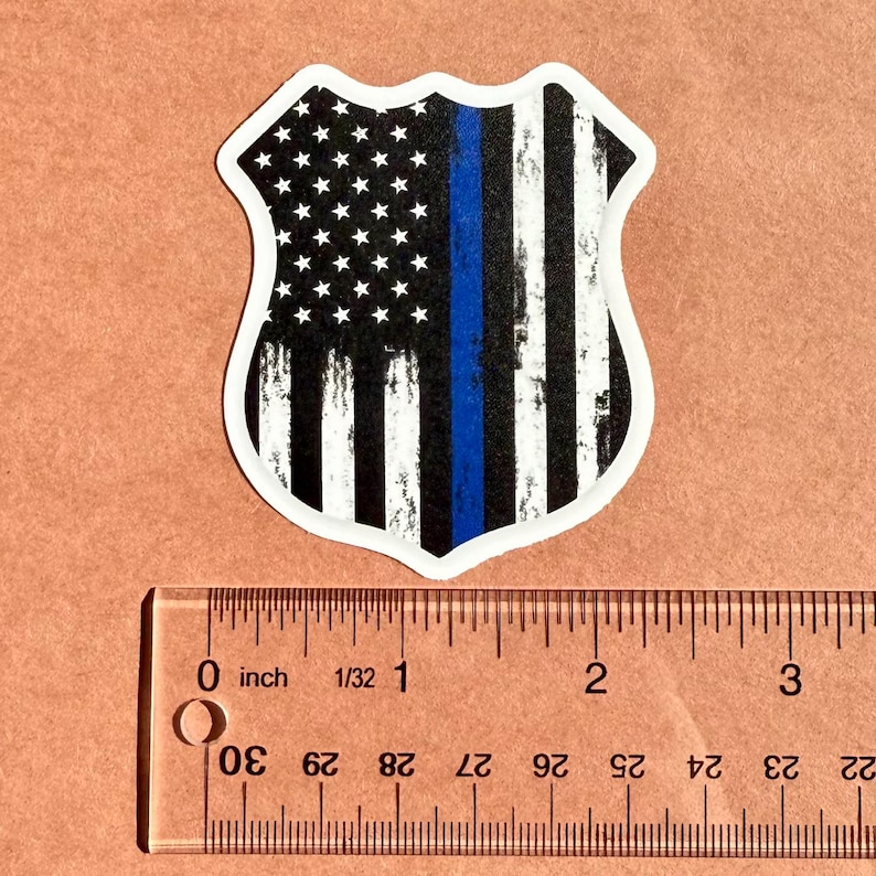 Thin Blue Line Police Badge - Matte Vinyl Sticker - Etsy