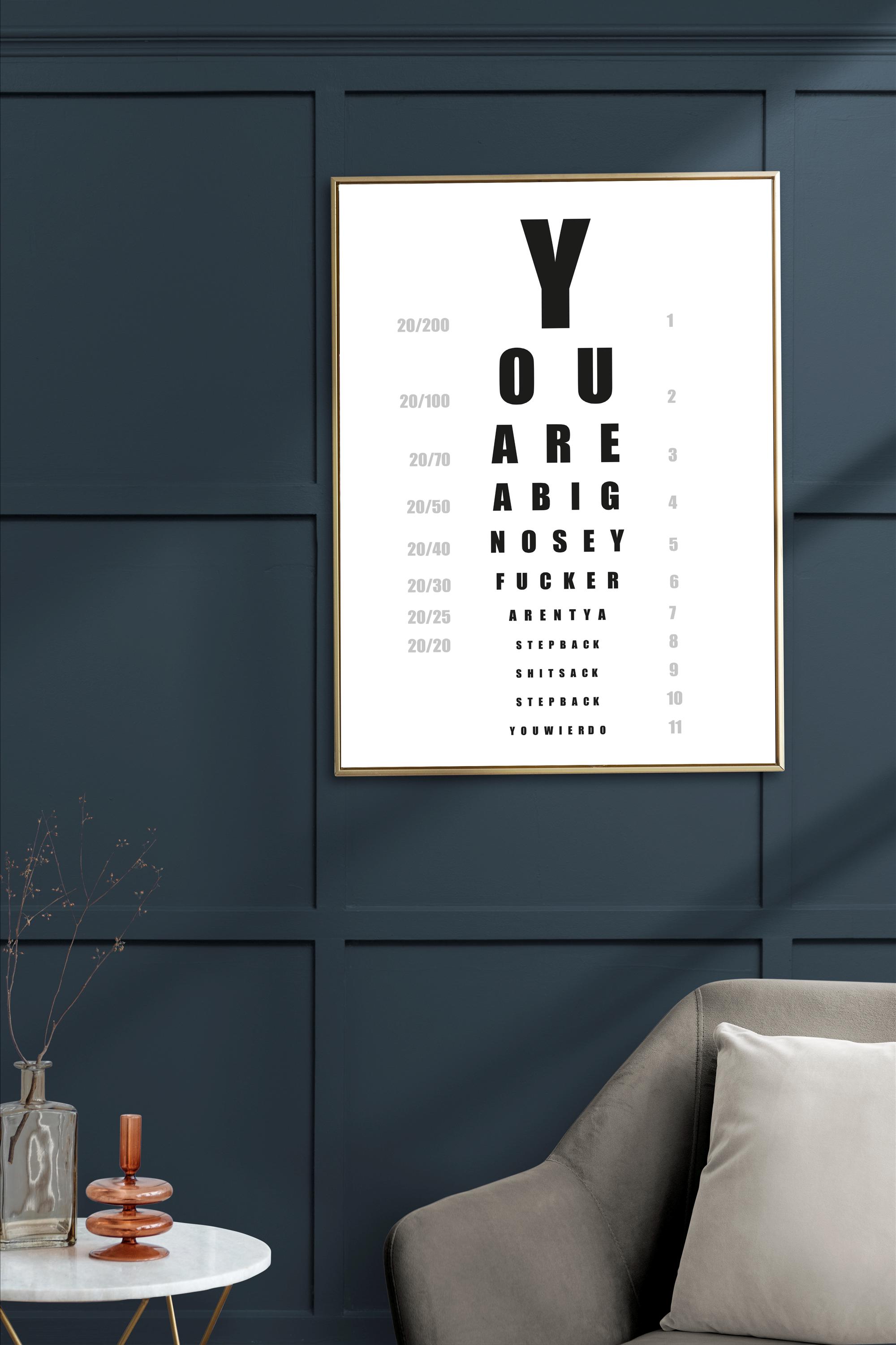 Funny Snellen Chart - Eye Test Chart - Eye Chart - Visual Acuity ...