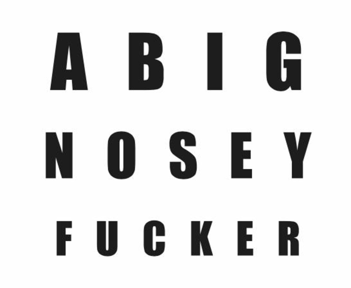 Funny Snellen Chart - Eye Test Chart - Eye Chart - Visual Acuity ...