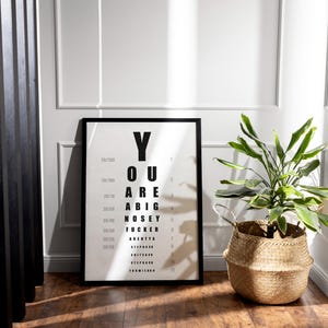 Funny Snellen Chart - Eye Test Chart - Eye Chart - Visual Acuity ...