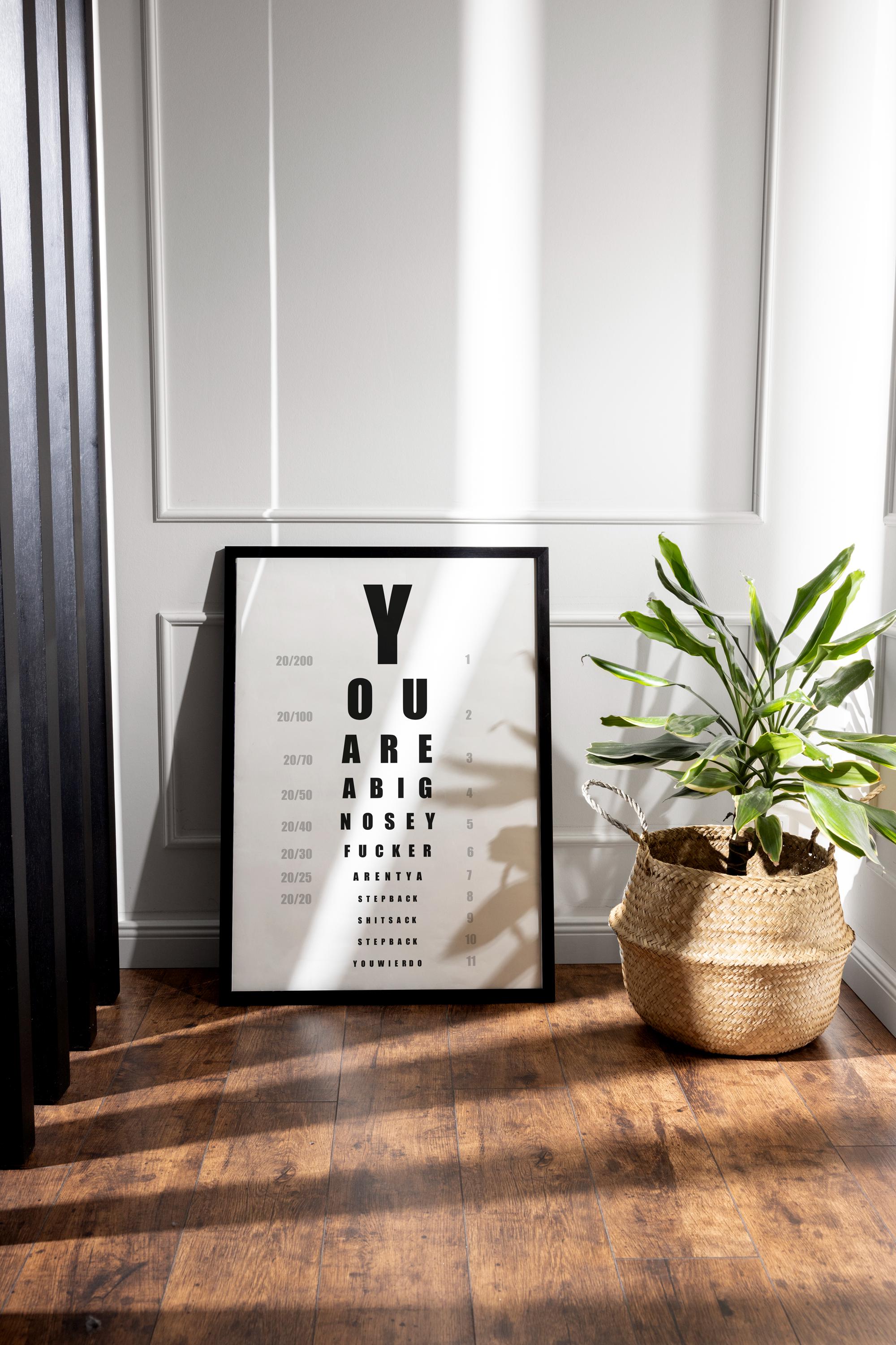 Funny Snellen Chart - Eye Test Chart - Eye Chart - Visual Acuity ...