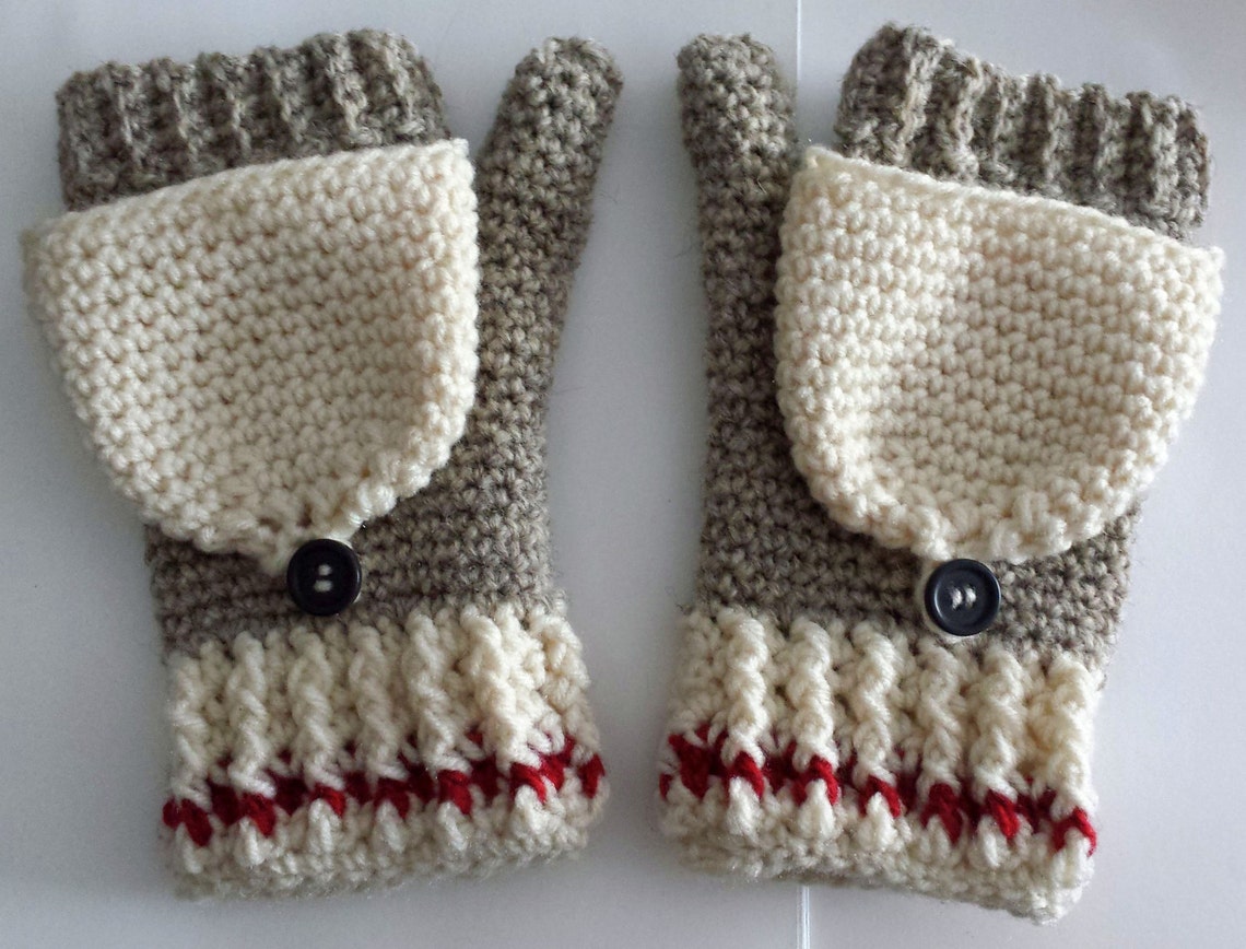 Work Sock Glittens Crochet Pattern Convertible Mittens Gloves ...