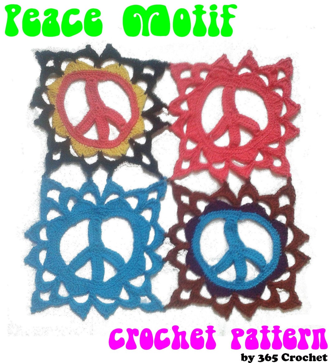 Peace Sign Square Motif Crochet Pattern PDF Digital Download Retro ...