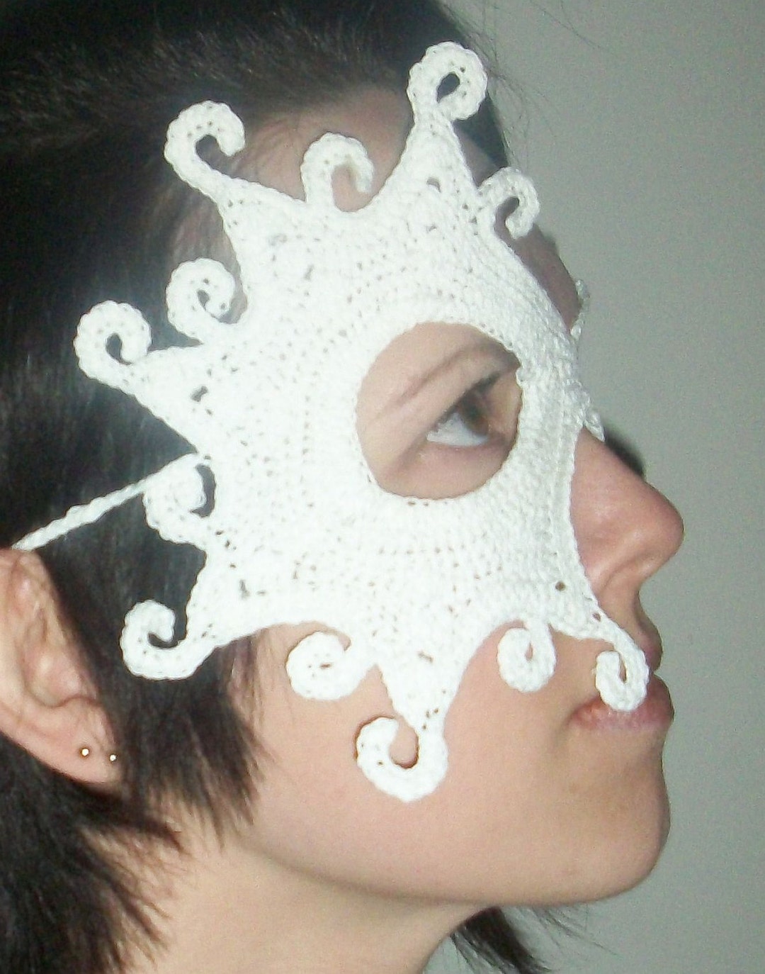 Half Face Lace Masquerade Mask Crochet Pattern Costume Fantasy Party ...
