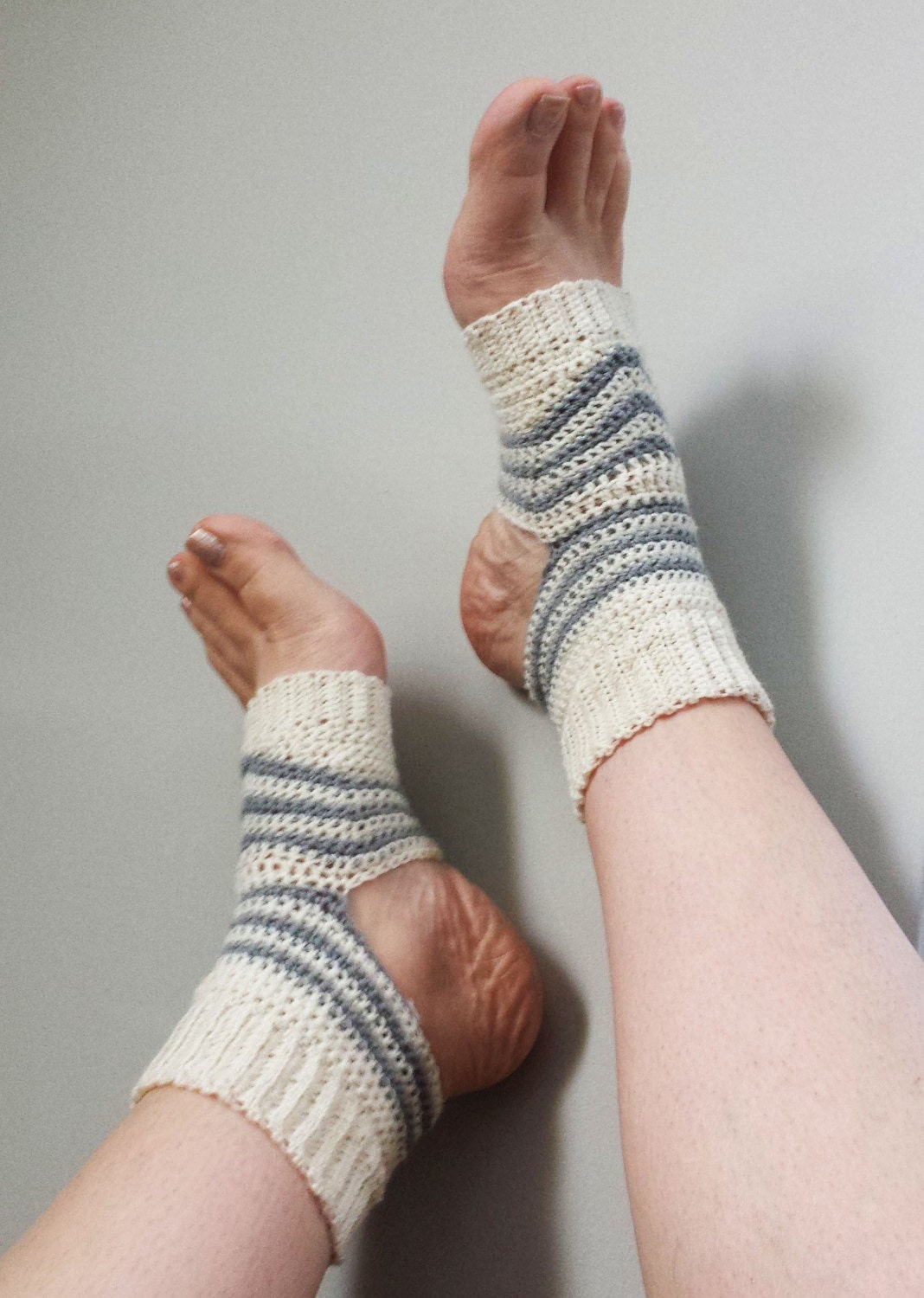 Yoga Sport Socks Crochet Pattern No Heel Open Toe Toeless Ribbed Ankle ...