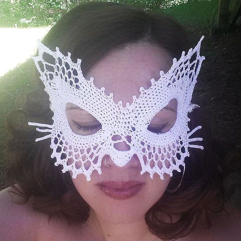 Lace Cat Masquerade Mask Crochet Pattern PDF Costume Photo - Etsy