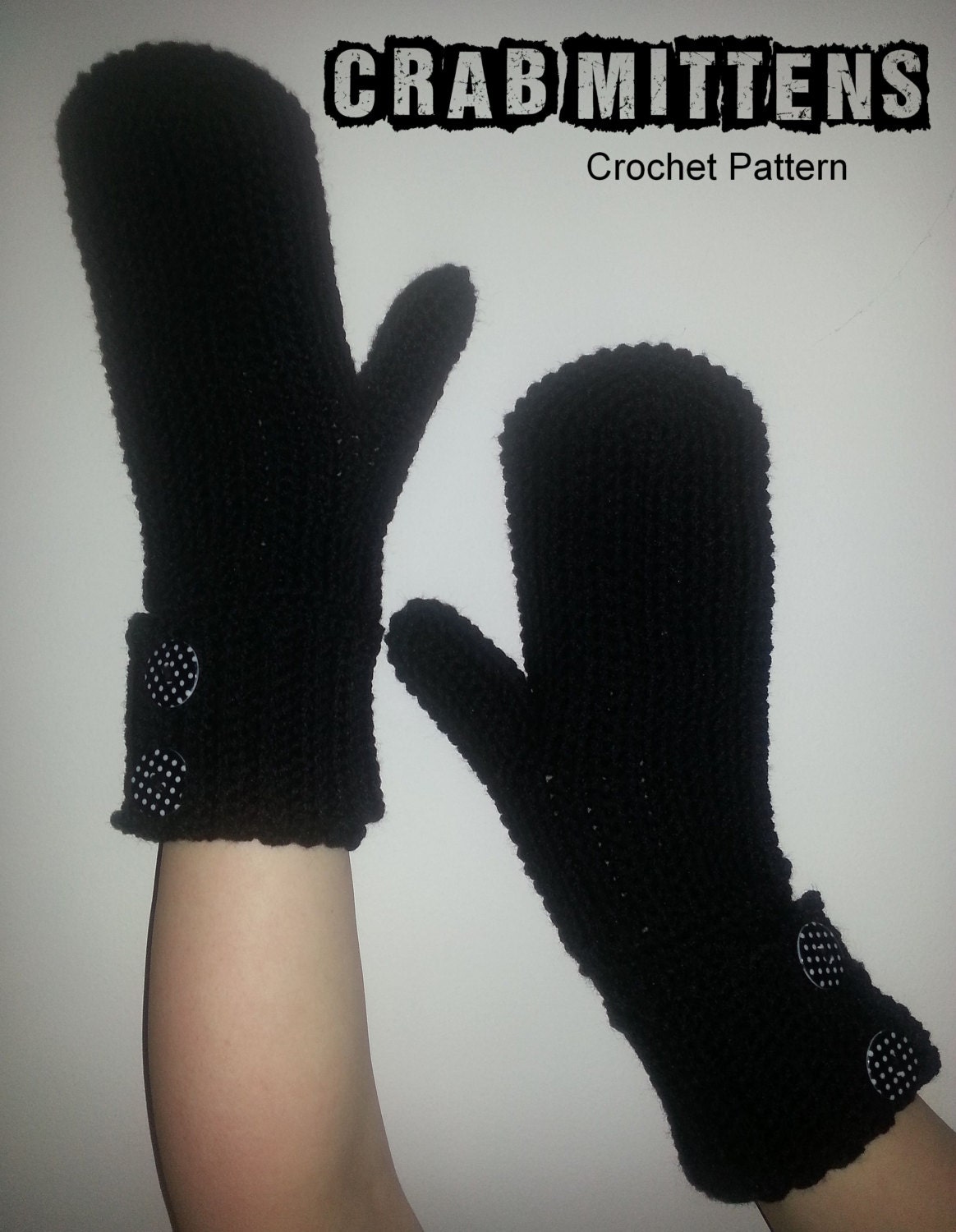 Crab Mittens Crochet Pattern, Buttoned Cuff (PDF Digital Download ...