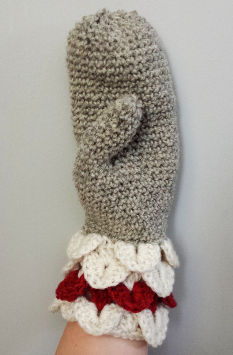 Crocodile Stitch Cuff Mittens Crochet Pattern, Women's Wool (PDF ...