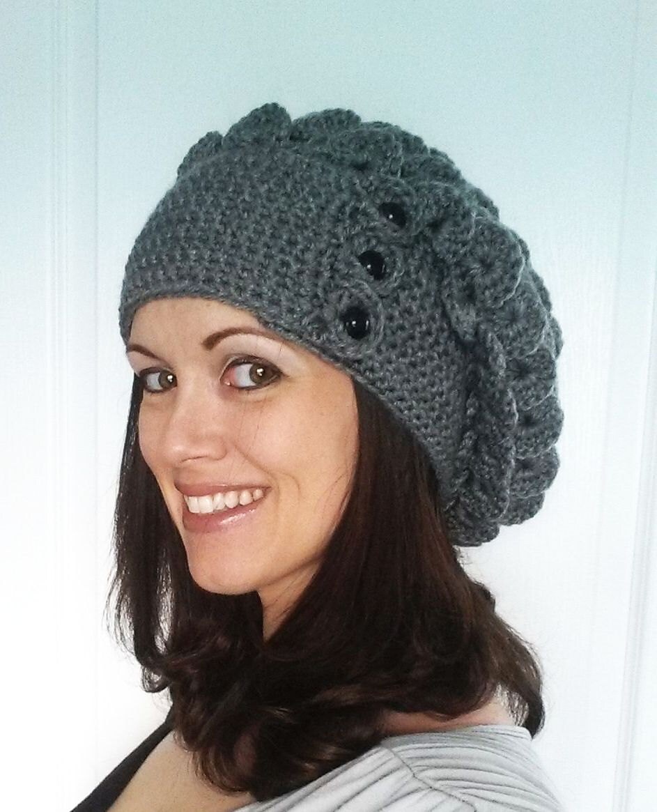 Big Crocodile Stitch Slouch Hat Crochet Pattern Over Sized Slouchy 3 ...