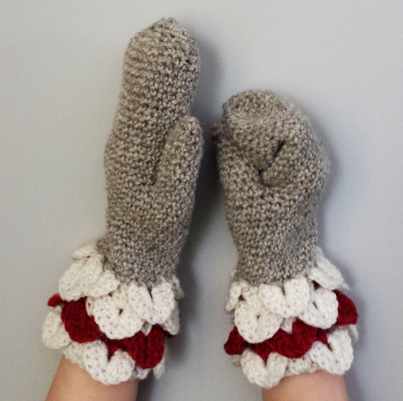 Crocodile Stitch Cuff Work Classic Mittens Crochet Pattern - Etsy