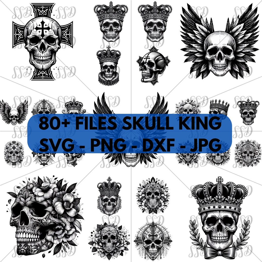 Skull King SVG, Skull With Crown SVG, Skull Svg Bundle, Skull Png Files ...