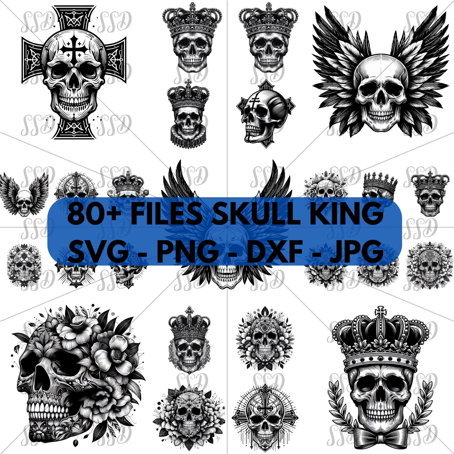 Skull King SVG, Skull With Crown SVG, Skull Svg Bundle, Skull Png Files ...