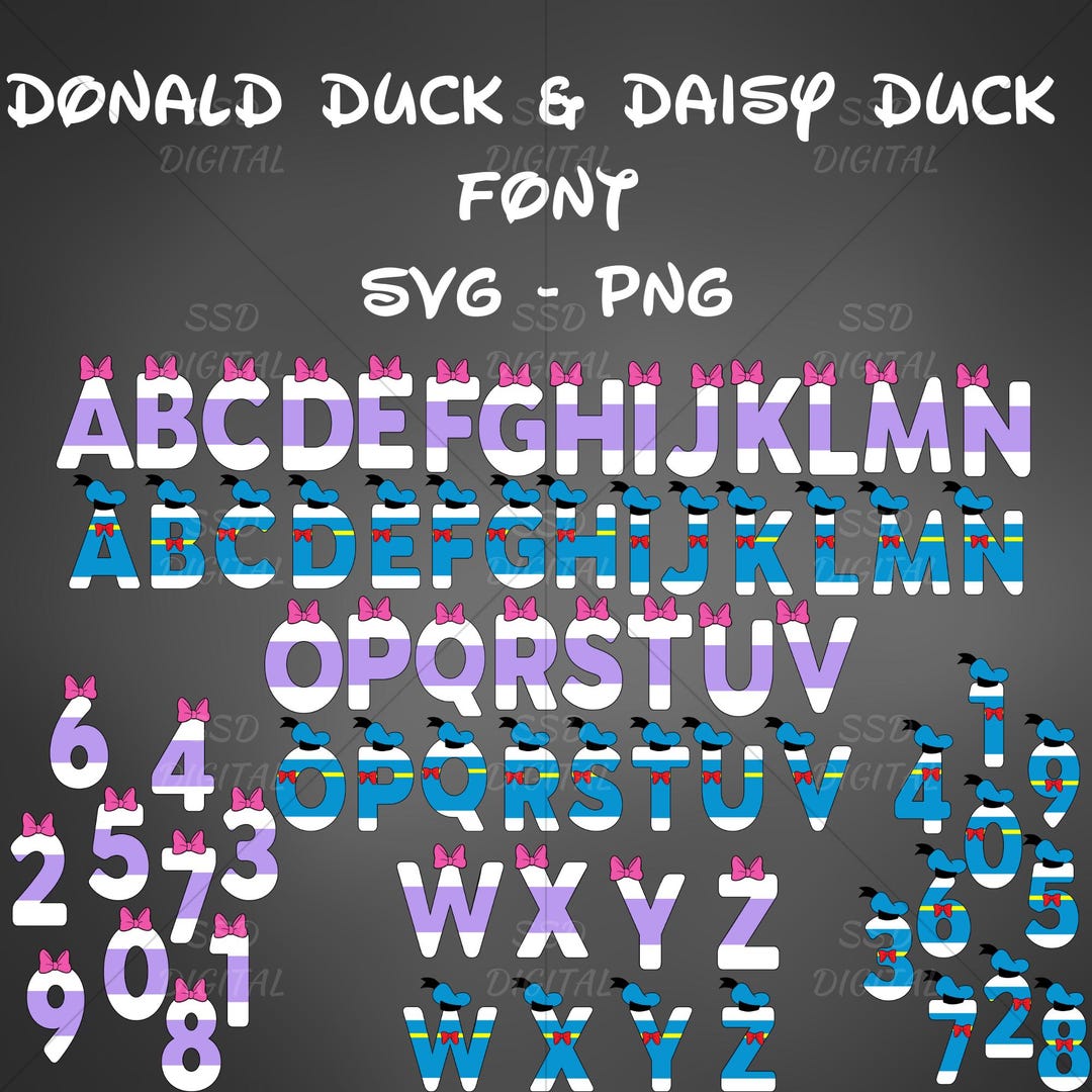 Donald and Daisy Font, Donald Doodle Alphabet, Daisy Doodle Font, Duck ...