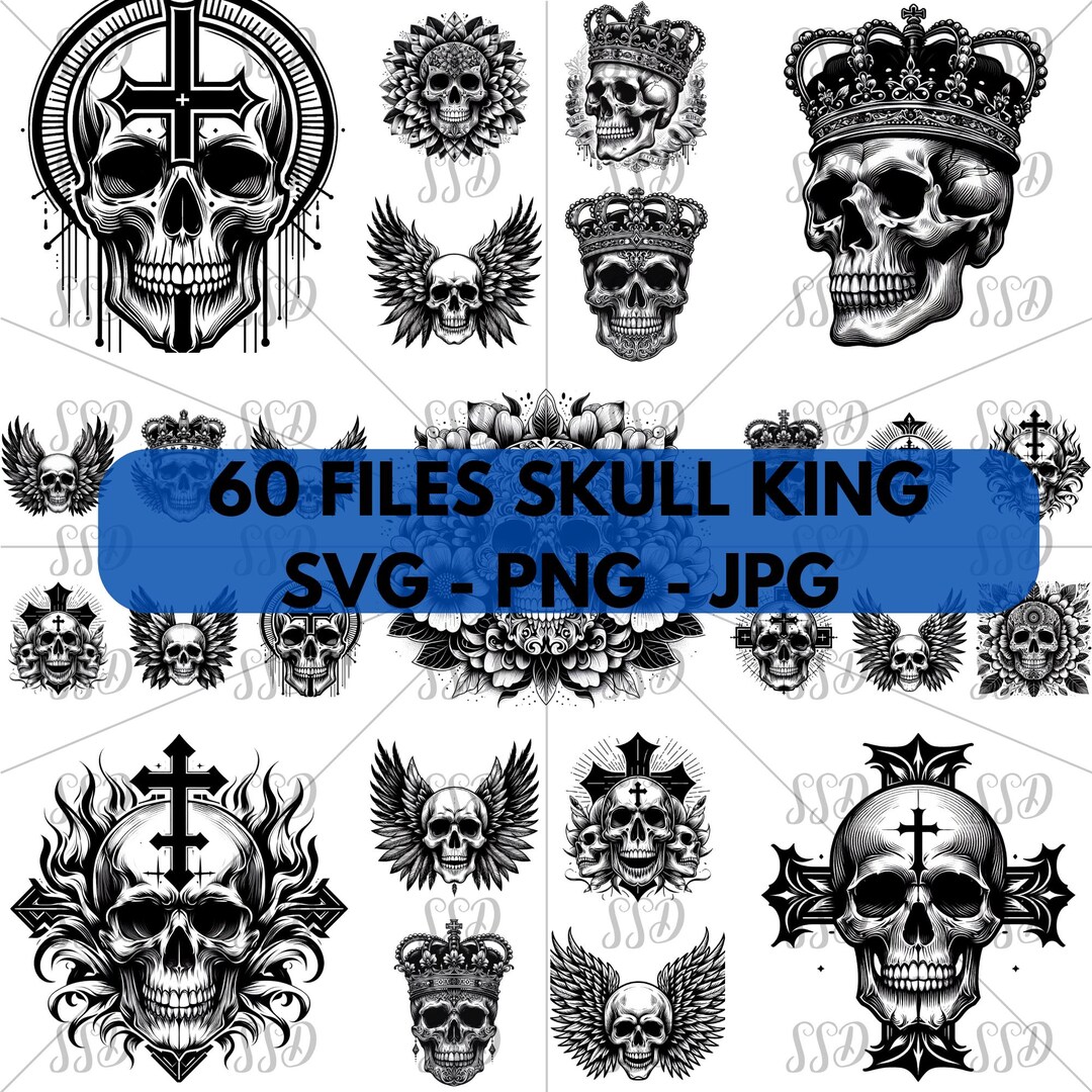Skull With Crown SVG, Skull KING Png, Skeleton Crown, Skulls SVG Bundle ...