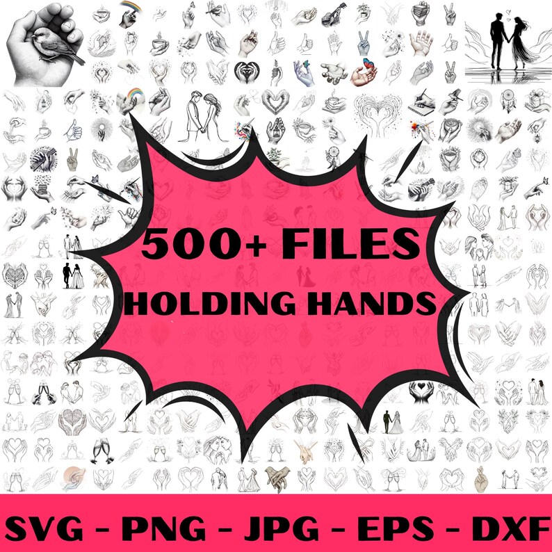 Holding Hands MEGA SVG, MEGA Bundle Family Hands Heart Svg, Pinky Hold ...