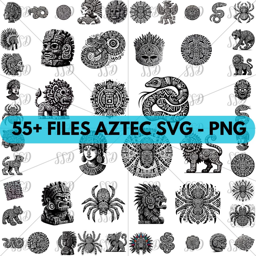 Paquete de imágenes prediseñadas aztecas en formato PNG, calendario ...