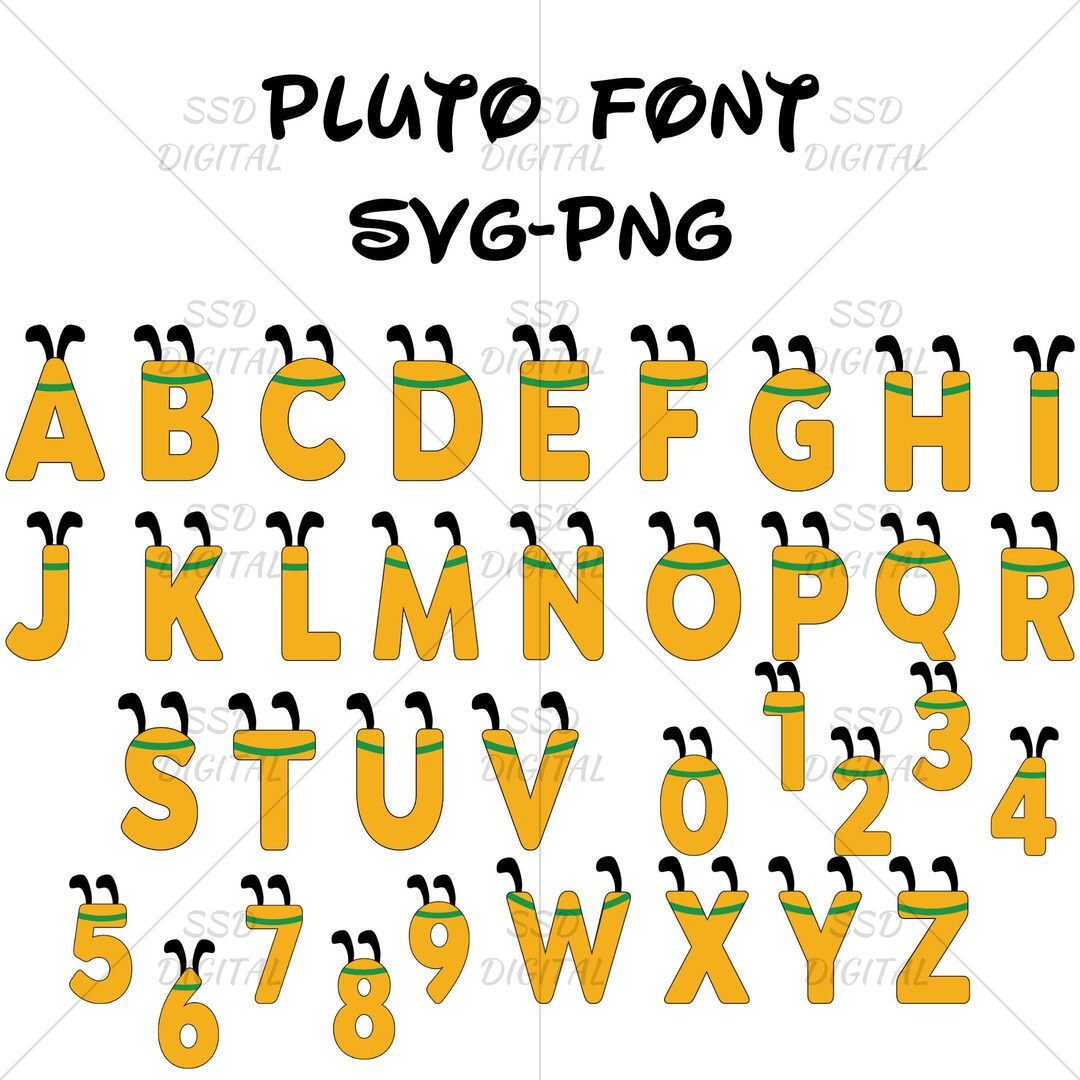 Pluto Font SVG PNG - Cartoon Lettering Alphabet | Digital Download ...