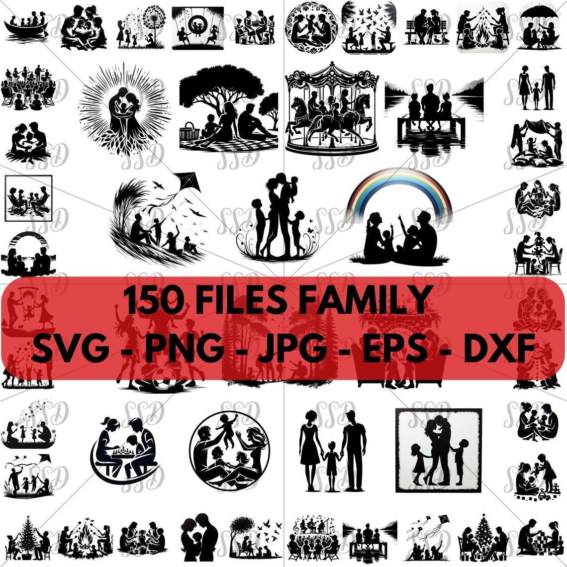 Family SVG PNG Bundle, Family Silhouette, Family SVG Cut Files for ...