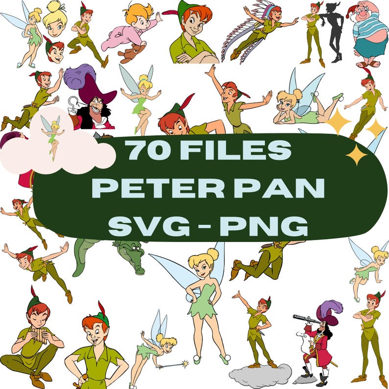 Peterpan Bundle Svg, Peter Pan SVG PNG Cut File Vector Silhouettes ...