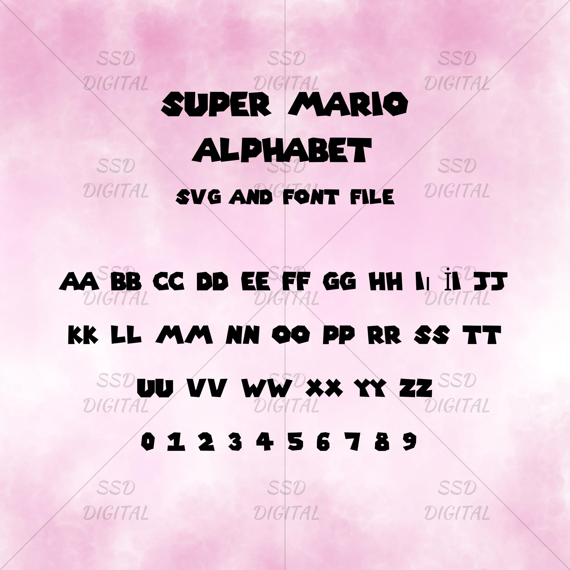Mario Font, Super Mario Bros Font, Super Mario SVG Font for Cricut and ...
