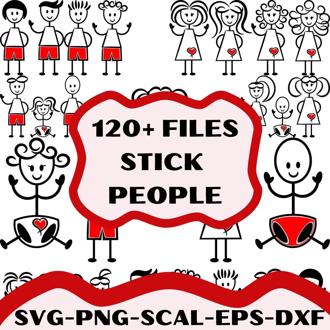 Stick People SVG PNG Bundle - 120+ Stick Figure Clipart, Digital ...
