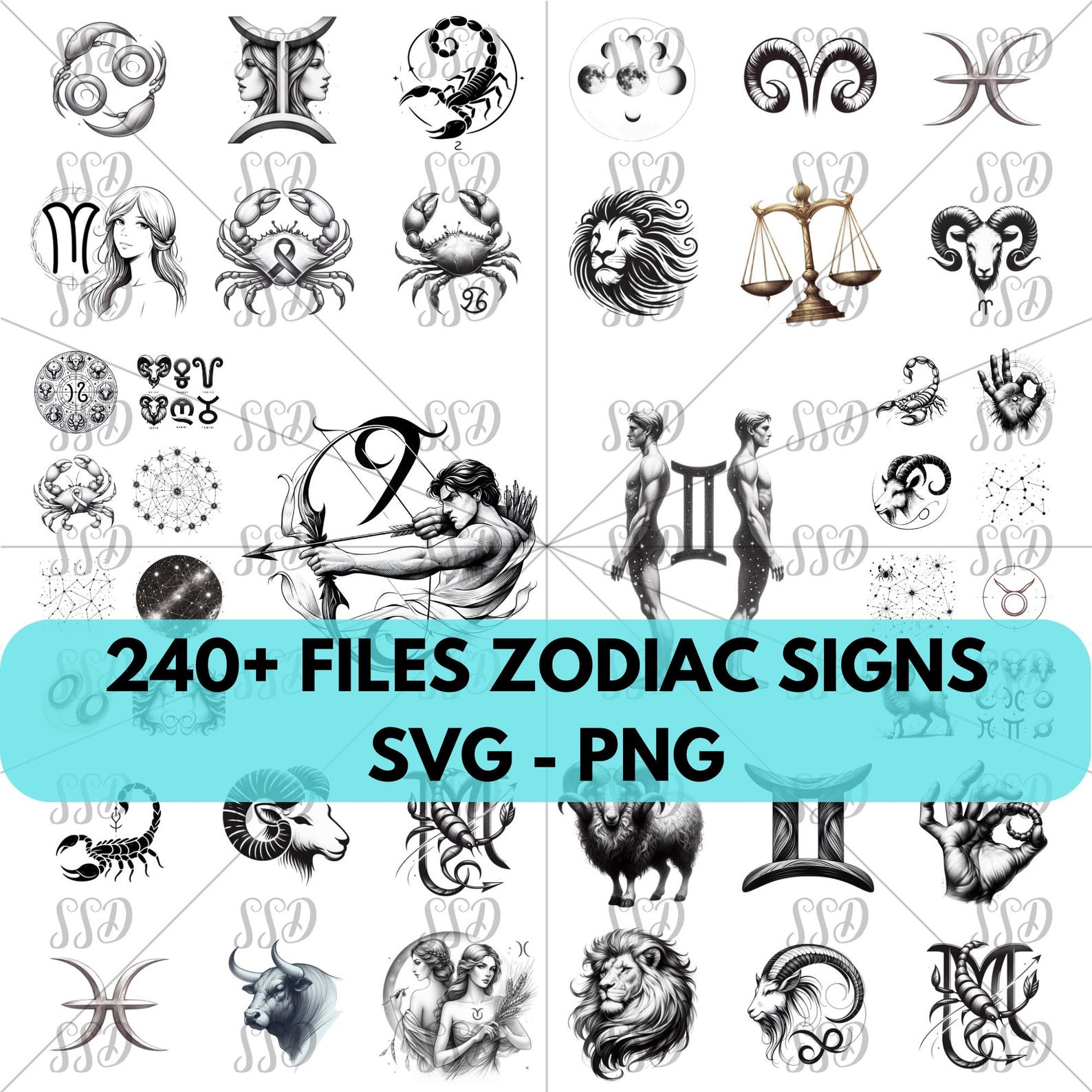 Zodiac Signs SVG Bundle, Svg Cut File for Zodiac, Horoscope SVG Bundle ...
