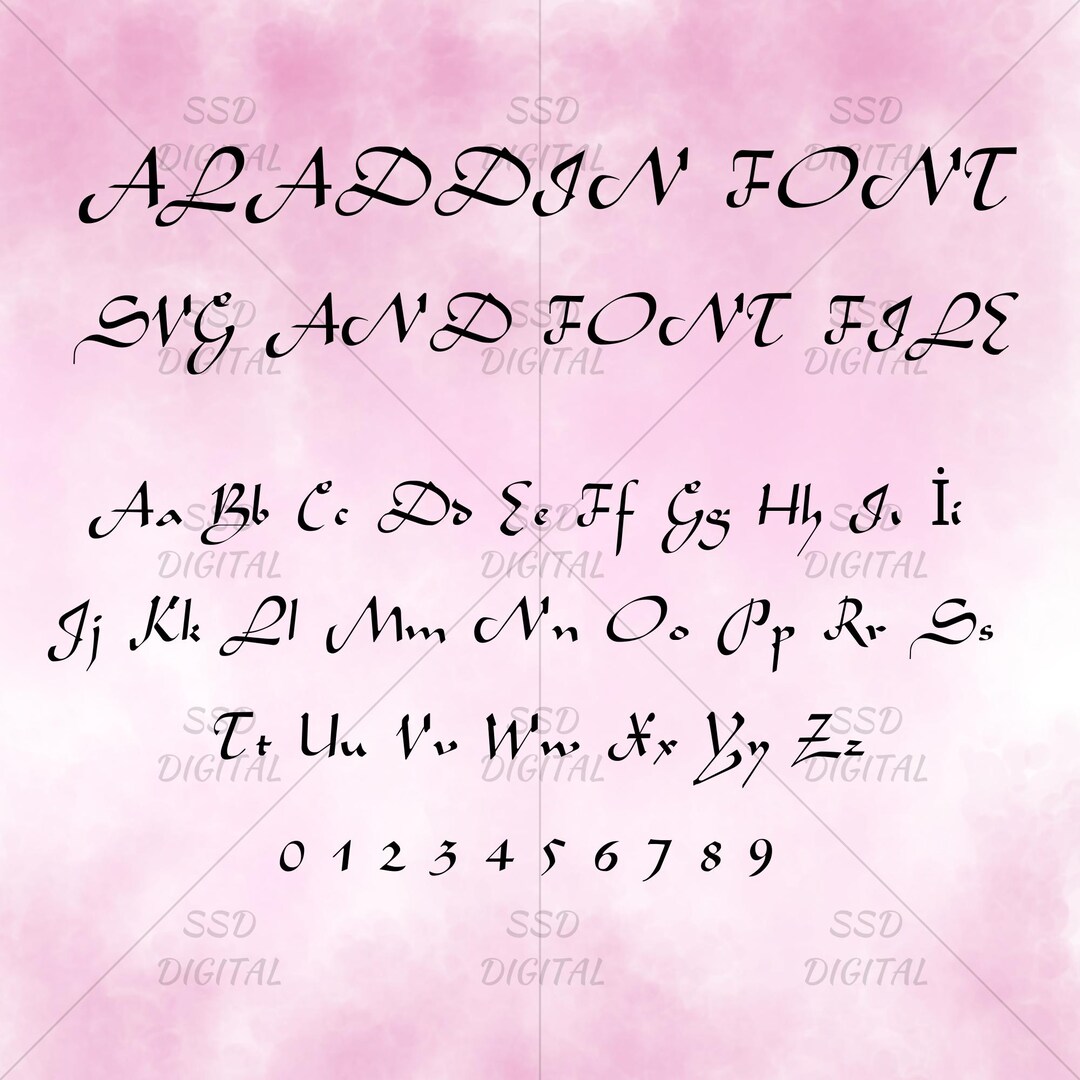 Aladdin Machine Embroidery and SVG Fonts, Acdc Alphabet Svg, Aladdin ...