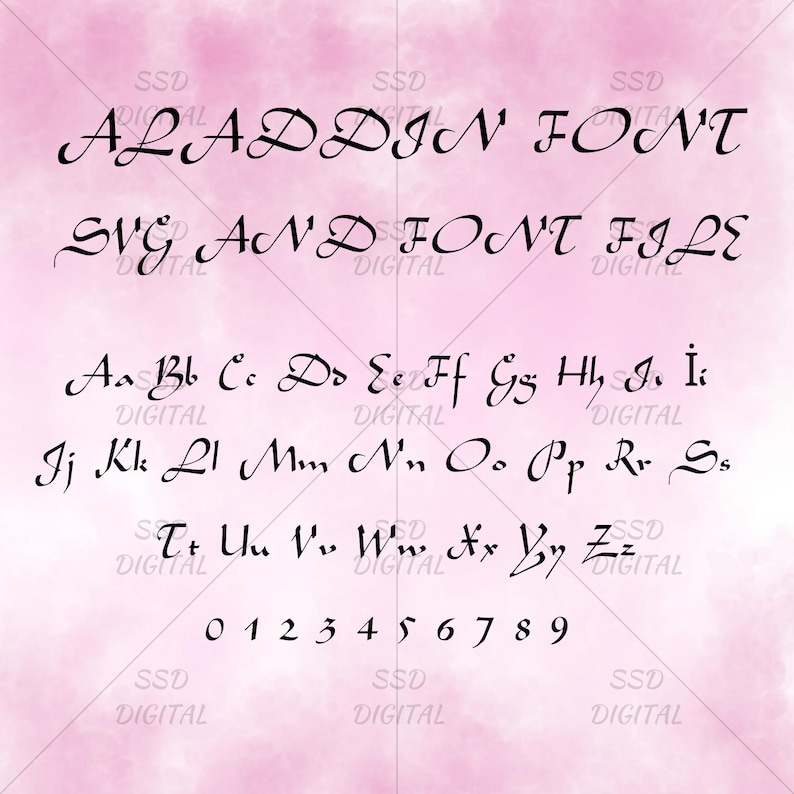 Aladdin Machine Embroidery and SVG Fonts, Acdc Alphabet Svg, Aladdin ...