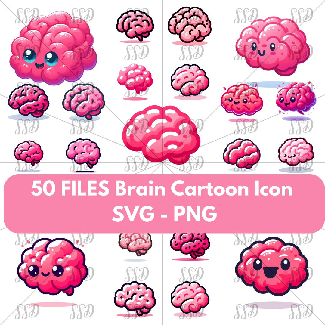 Brain Cartoon PNG Clipart, Hand Drawn Brain Cartoon Icon SVG, Colorful ...