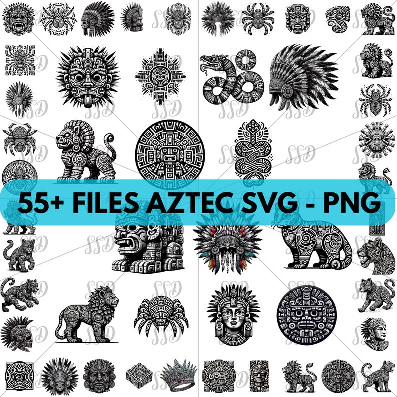 Aztec Calendar SVG, Aztec Clipart Png, Aztec Designs Bundle, PNG ...