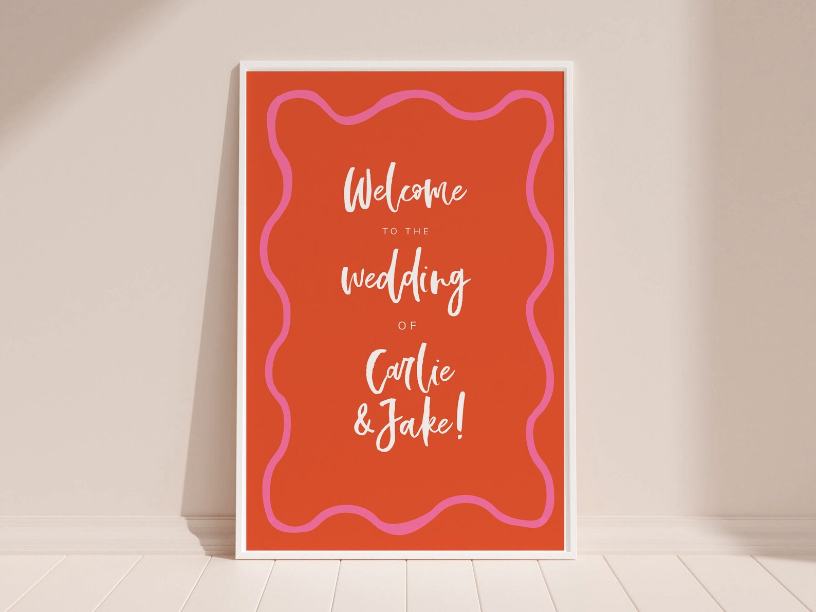 Wavy Border Welcome Sign Template Modern Wedding Sign Printable Wave ...