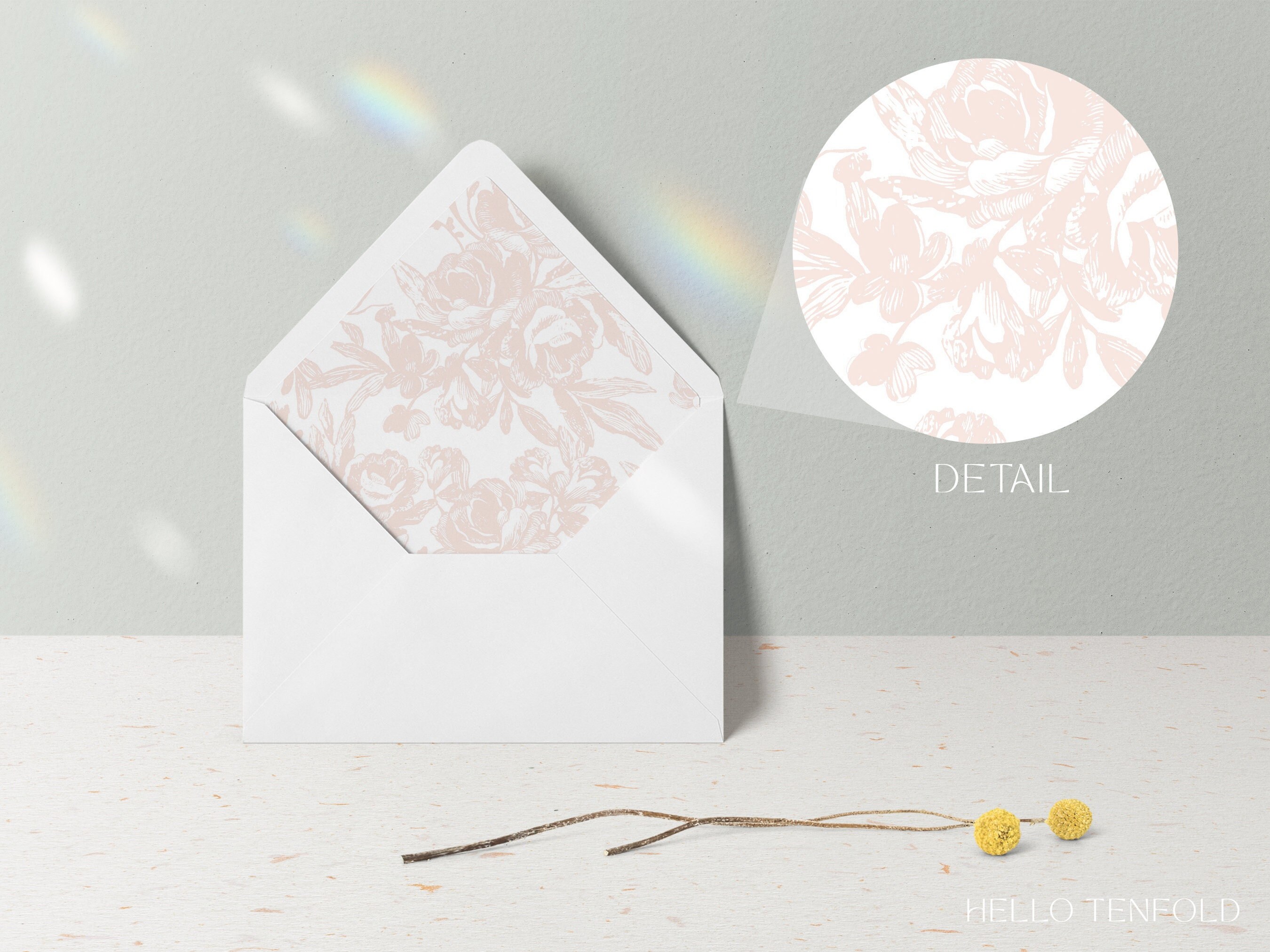 Blush Pink Floral Envelope Liner Template Rose Pattern Wedding Envelope ...