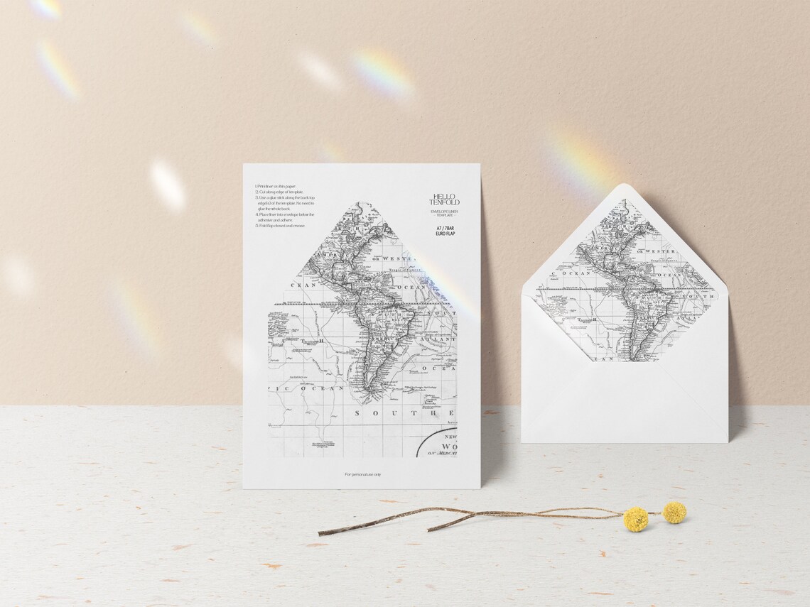 Map Envelope Liner Template DIY MOVE SCALE Custom Wedding Envelope ...