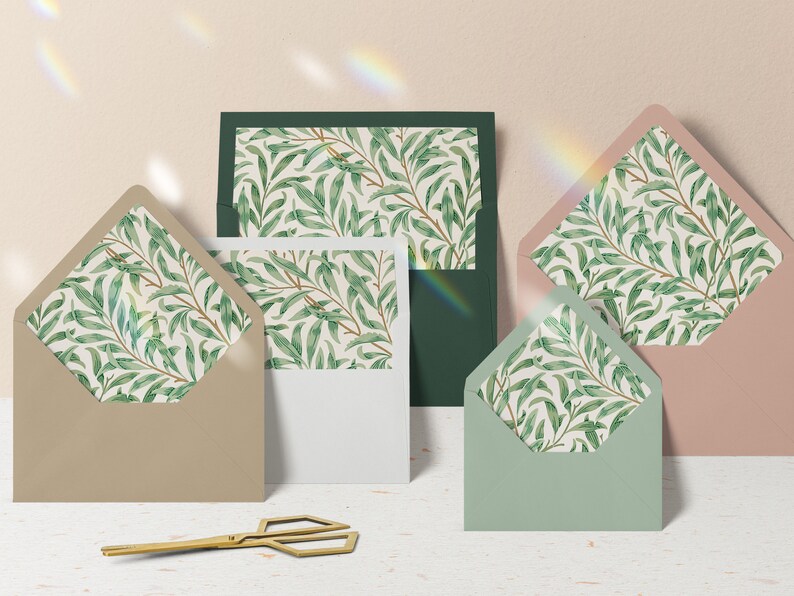 Greenery Envelope Liner Template Bundle Leaves Envelope - Etsy