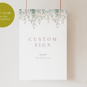Greenery Wedding Sign Template Printable Floral Wedding Sign Editable ...