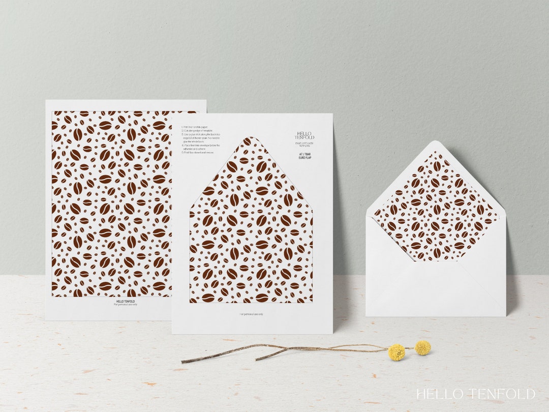 Coffee Bean Envelope Liner Template Bundle Coffee Pattern Envelope ...