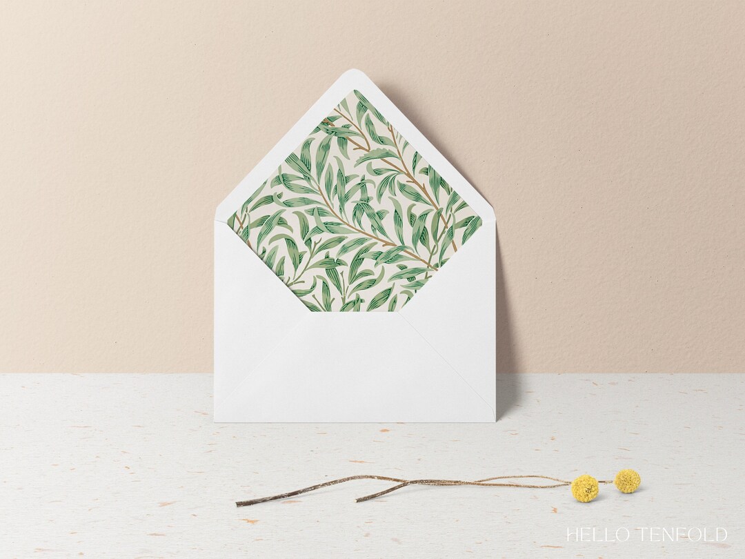 Greenery Envelope Liner Template Bundle Leaves Envelope Pattern Wedding ...